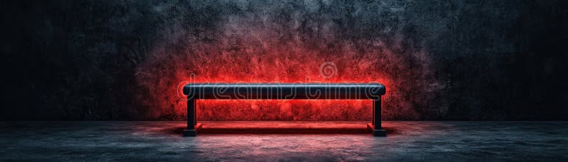 Minimalist Bench Illuminated by Red Light in a Dark Studio Stock ...