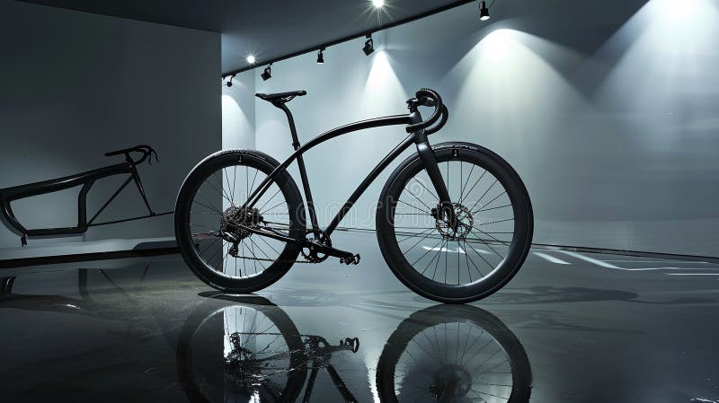 A Minimalist Bicycle Frame in a Modern Art Gallery, Highlighted by ...