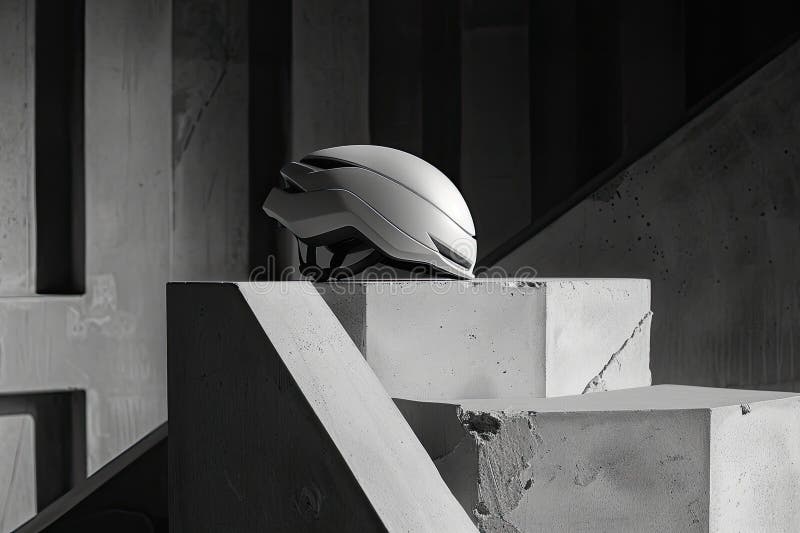 Minimalist Bicycle Helmet on Geometric Podium Signifying Success and ...