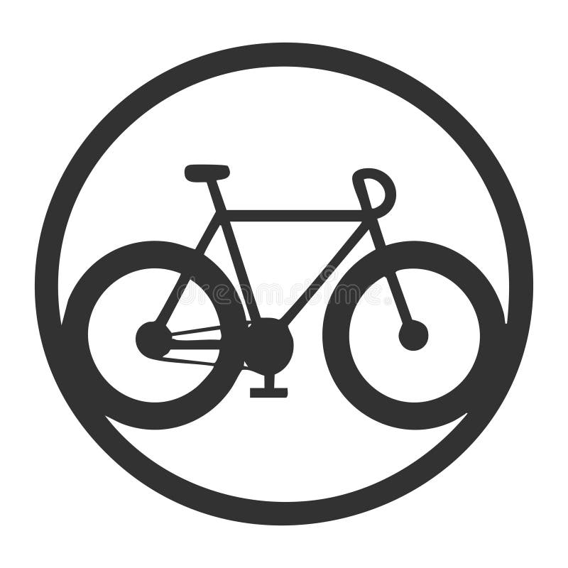 Minimalist Bicycle Icon Inside a Circle, Black and White Design. Stock ...