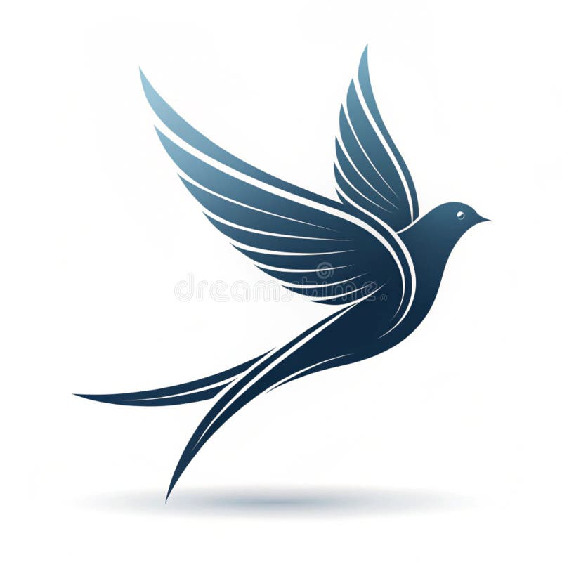 Minimalist Bird in Flight with Stylized Tail Stock Illustration ...