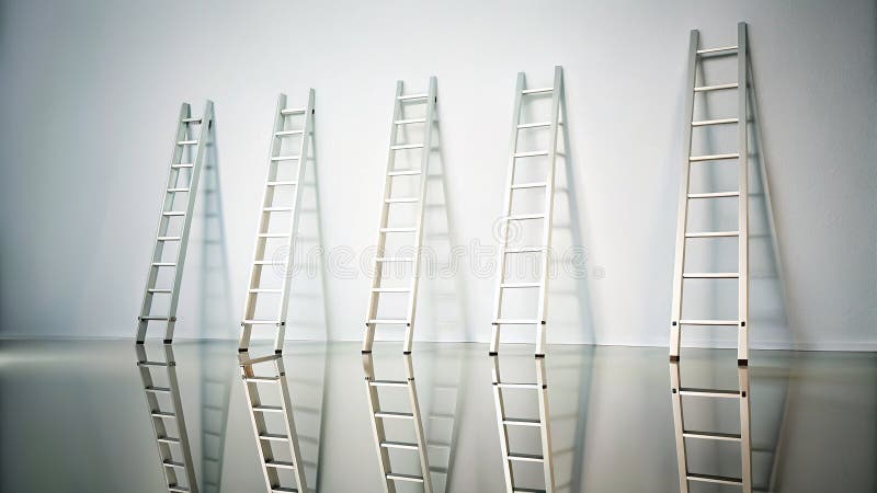 A Minimalist Bird on Miniature Ladders Creative Flat Lay with Glass ...