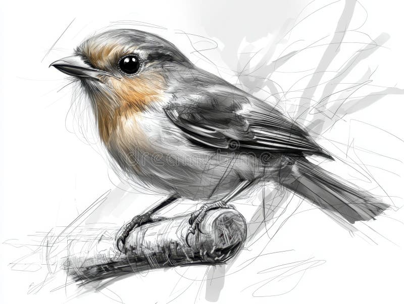 A Minimalist Bird Sketch Showcasing Subtle Shading, Embodying Elegance ...