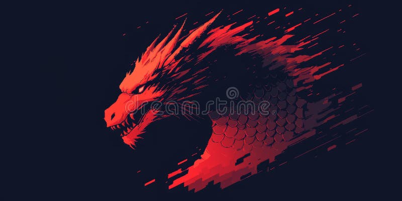Minimalist 8-bit Dragon Icon in Red and Black, Simple Pixel Design ...