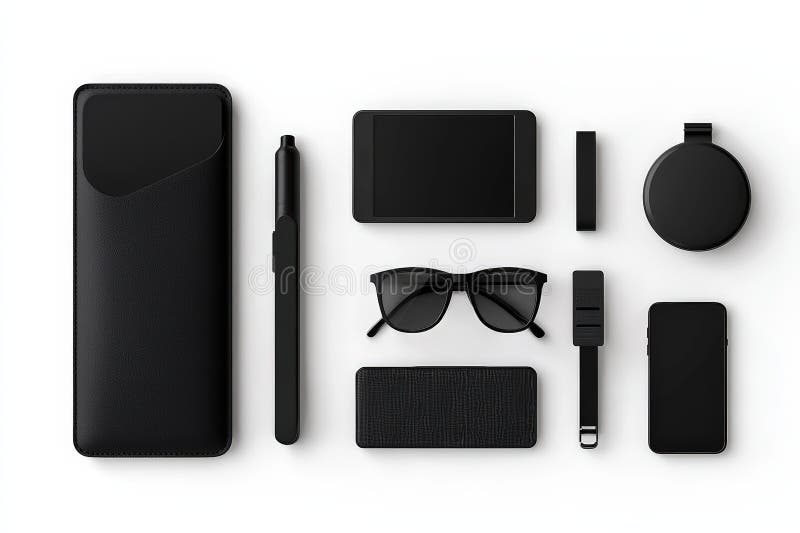 Minimalist Black Accessories on White Background Stock Illustration ...