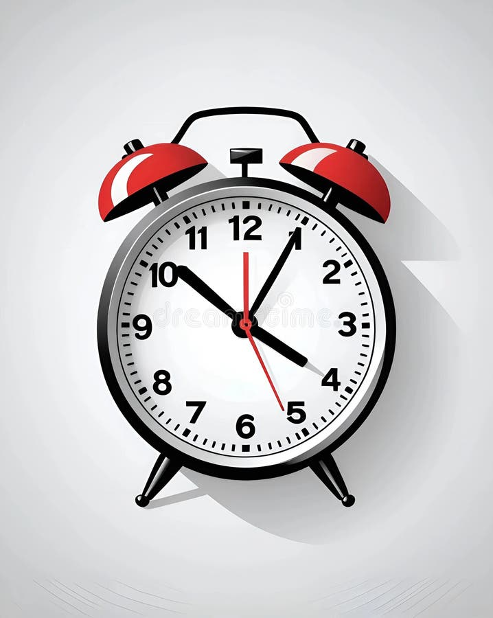 Minimalist Black Alarm Clock with Shadow on White Background Stock ...