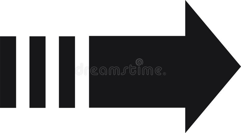 Minimalist Black Arrow Pointing Right, Accompanied by Three Vertical ...