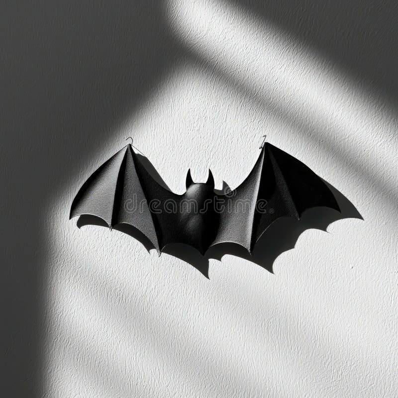 Minimalist Black Bat Cutout Casting Shadow Stock Photo - Image of ...