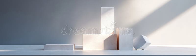 On a Minimalist Black Box Stage, Stark White Light Illuminates Abstract ...