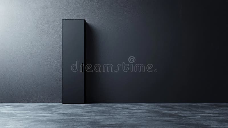 Minimalist Black Cabinet in a Dark, Empty Room. Stock Image - Image of ...