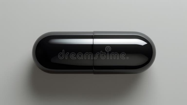 Minimalist Black Capsule Shaped Object on a White Background Stock ...