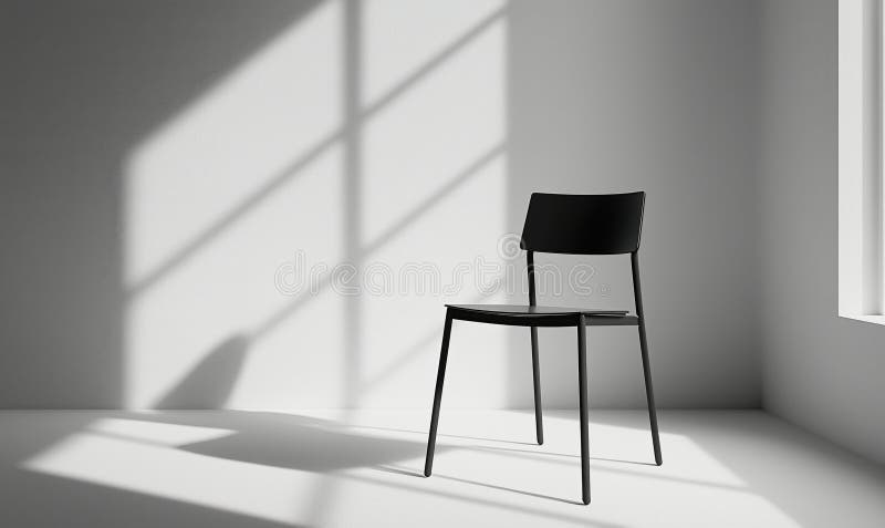 Minimalist Black Chair Casting Shadows Modern Interior Space Natural ...