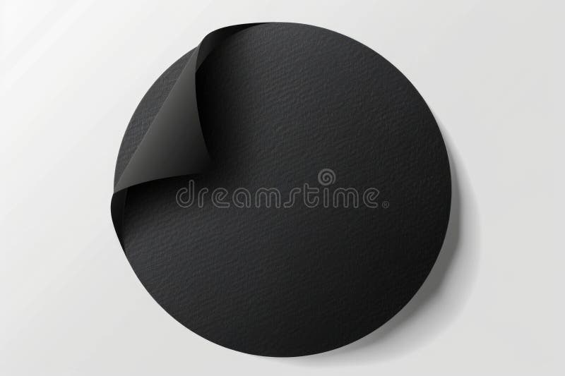 Minimalist Black Circle with Curled Corner on White Wall. Suitable for ...