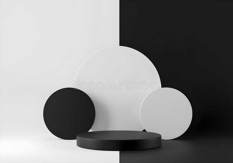 Minimalist Black Circle Display Against White and Black Background ...