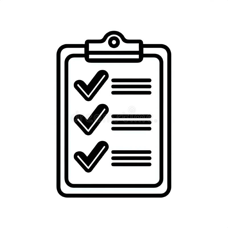 Minimalist Black Clipboard with Checklist Graphic Stock Illustration ...
