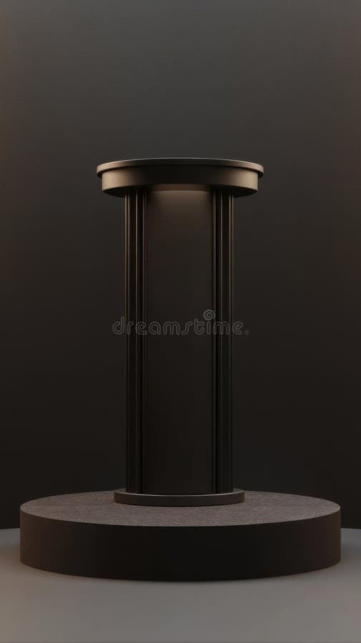 Minimalist Black Column Display Stand - 3D Rendering Stock Illustration ...
