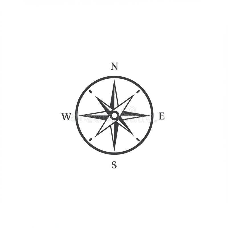 A Minimalist Black Compass Rose with Eight Points and Cardinal ...