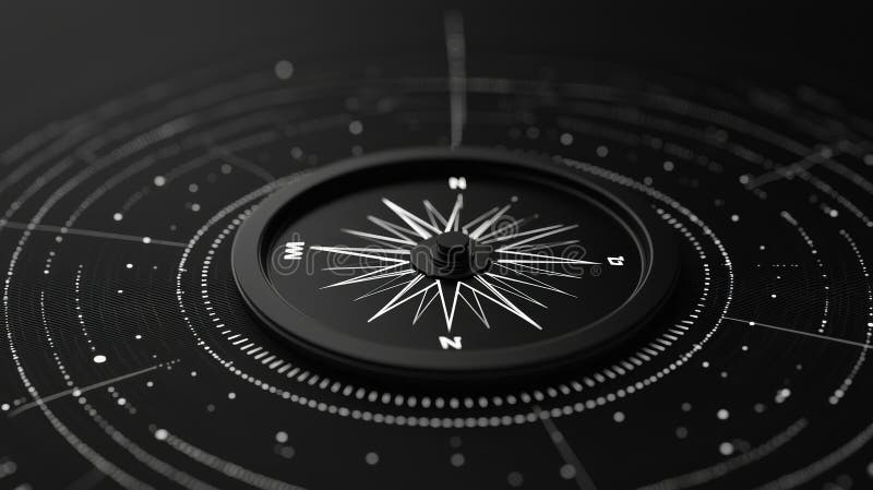 Minimalist Black Compass on Tech Background Stock Illustration ...