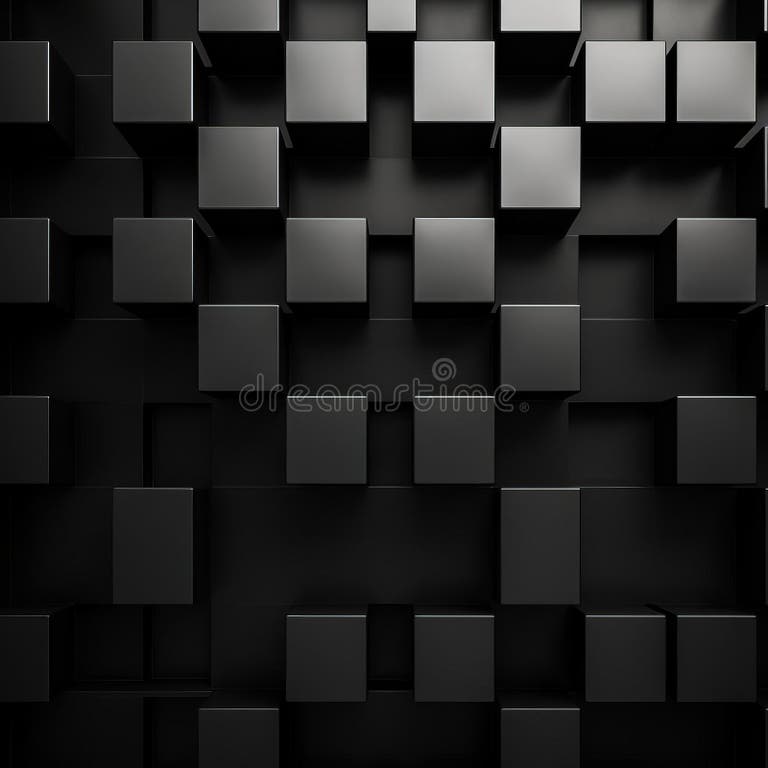 Minimalist Black Cube Grid Pattern with Modern Aesthetic Stock ...