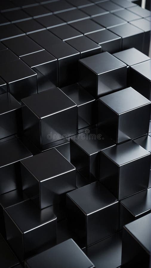 Minimalist Black Cubic Pattern with 3D Effect for Modern Industrial ...