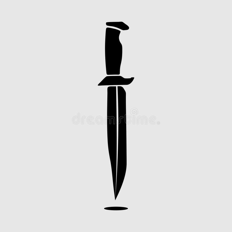 Minimalist Black Dagger Silhouette with a Sharp Blade and Tactical ...