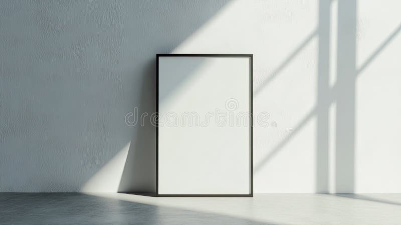 Minimalist Black Frame Leaning Against a Sunlit Wall, Casting Soft ...