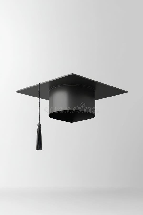 Minimalist Black Graduation Cap on White Background in Modern Style ...