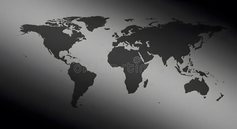 Minimalist Black and Gray World Map with Gradient Background Stock ...