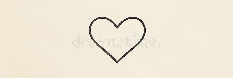 Simple Heart Outline in Black on a Cream Background Symbolizes Love and ...