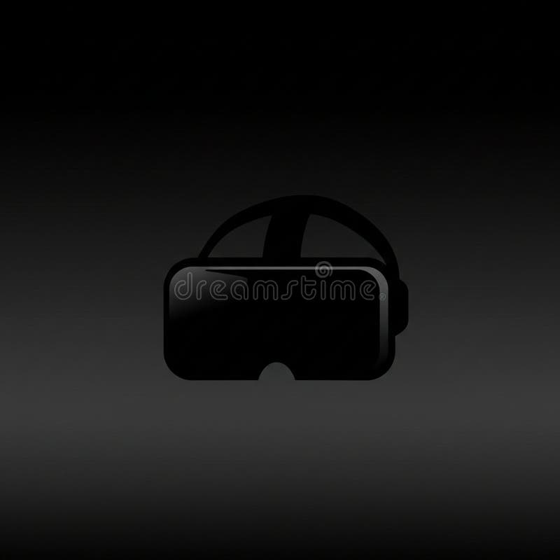 A Minimalist Black Icon Depicts a Virtual Reality Headset on a Dark ...