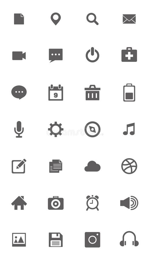 Minimalist Black Icons Set for Universal Digital Interface Stock ...