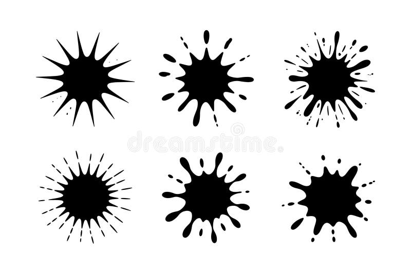 Black Ink Splatter Silhouette Set â€ Vector Isolated Paint Blots on ...