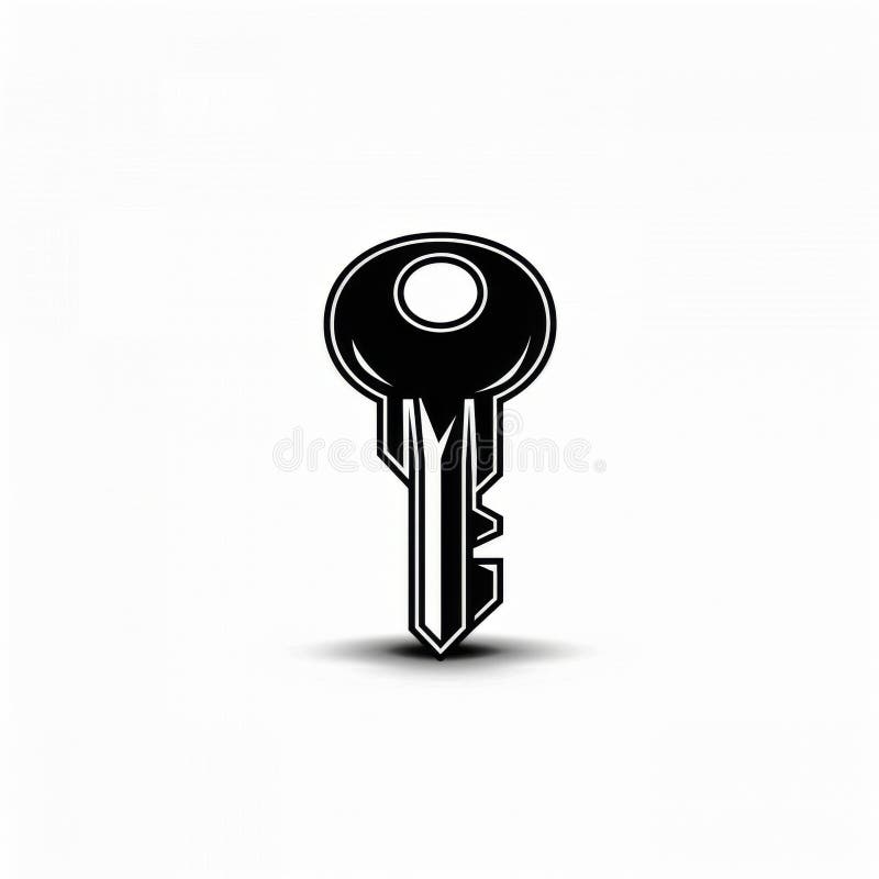 Minimalist Black Key on White Background for Security and Lock Concept ...