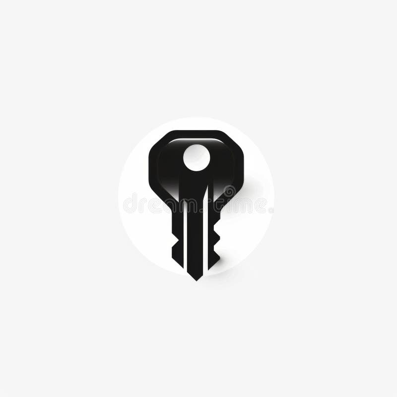 Minimalist Black Key on White Background for Security and Lock Concept ...