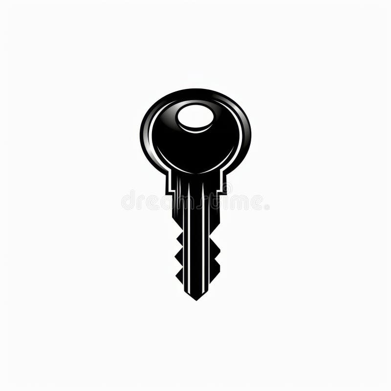 Minimalist Black Key on White Background for Security and Lock Concept ...