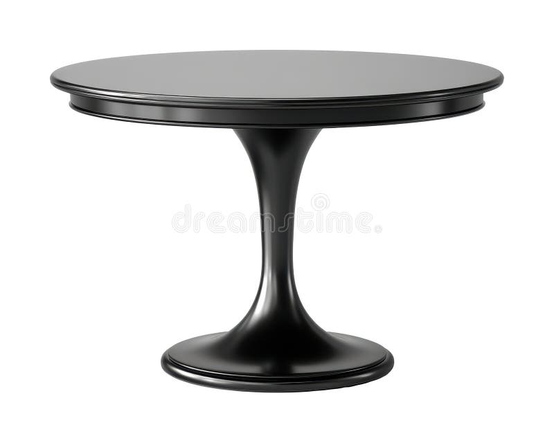 Minimalist Black Lacquered Round Dining Table with Smooth Surface and ...