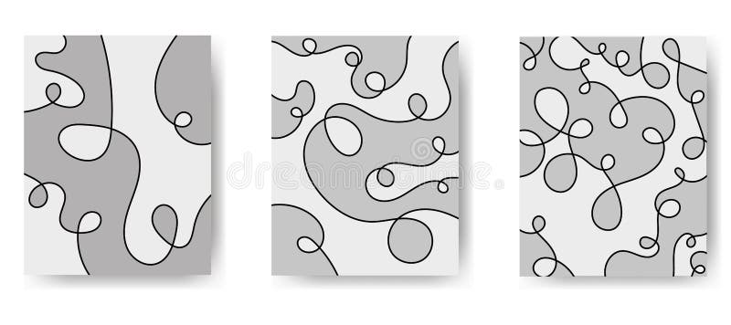 Minimalist Black Line Set. Abstract Art of Flow Lines Stock Vector ...