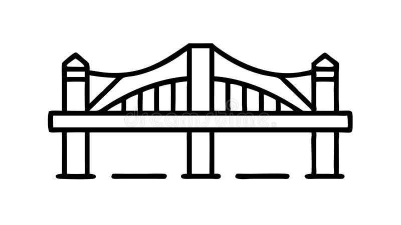Minimalist Black Outline Bridge Icon, Architectural Design, Vector ...