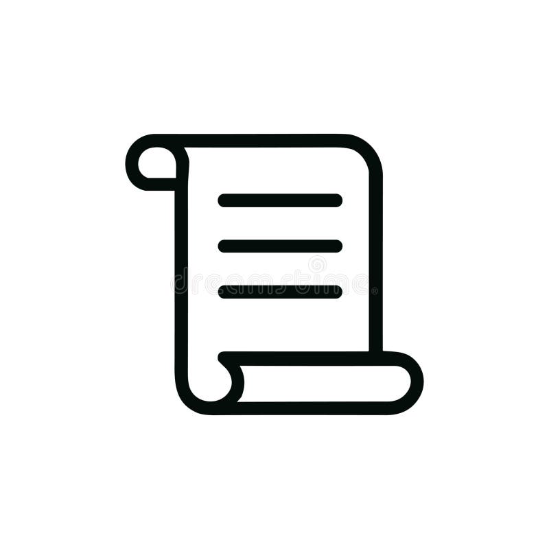 Simple Outline Rolled Paper Document List Graphic Icon Stock ...