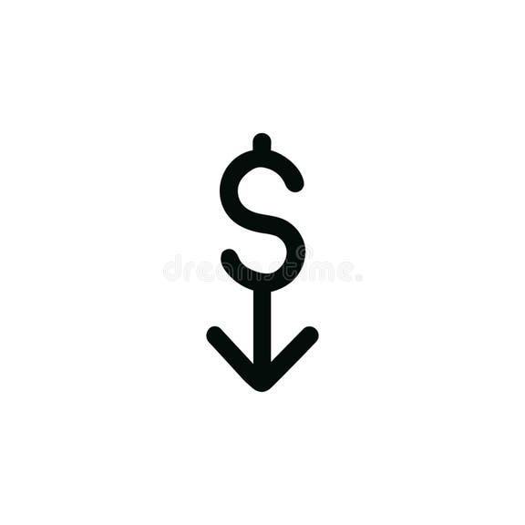Simple Outline Dollar Downward Arrow Currency Icon Stock Illustration - Illustration of graphic ...