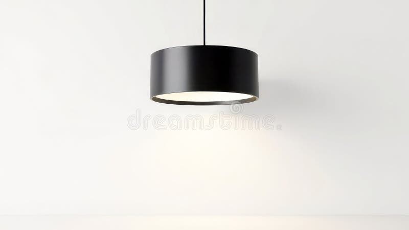 Minimalist Black Pendant Light Against White Wall with Subtle Shadow ...