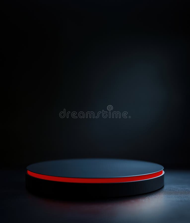 Minimalist Black Platform with Red Edge Glow, Dark Background Stock ...