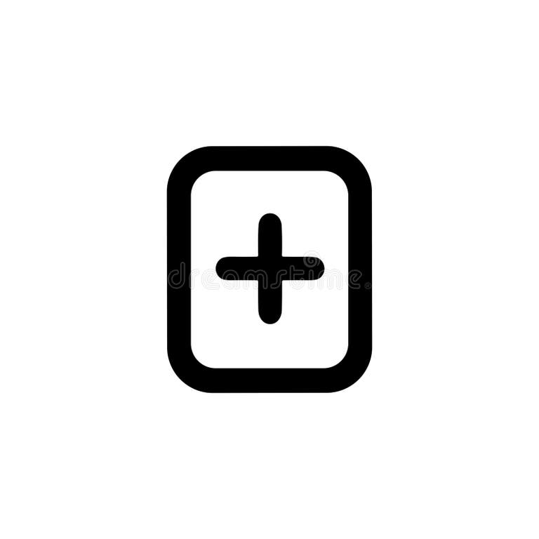 Black Simple Rounded Corner Plus Sign in Square Shape Icon Stock Image ...