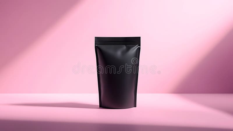 Minimalist Black Pouch with Dramatic Shadows on Pink Setting Stock ...