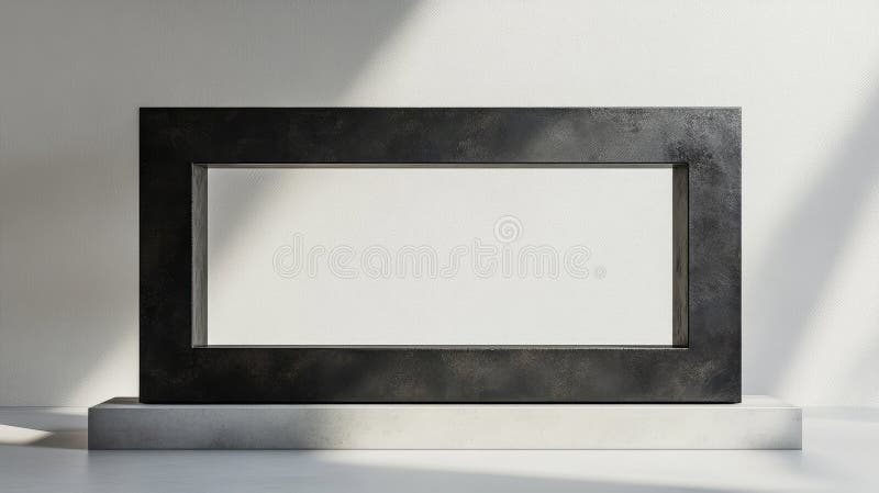 Minimalist Black Rectangular Frame on a Concrete Base. Stock Photo ...