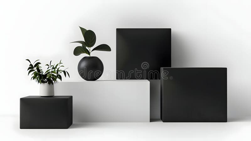 Minimalist Black Rectangular Platform Against Clean Background in ...