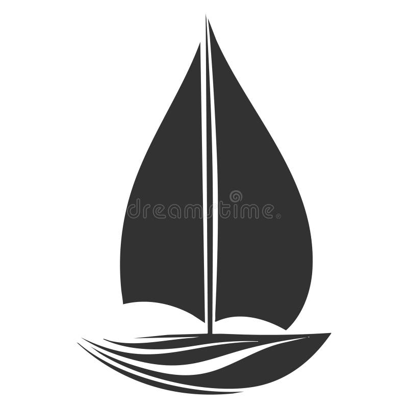 Minimalist Black Sailboat Icon on White Background. Stock Illustration ...