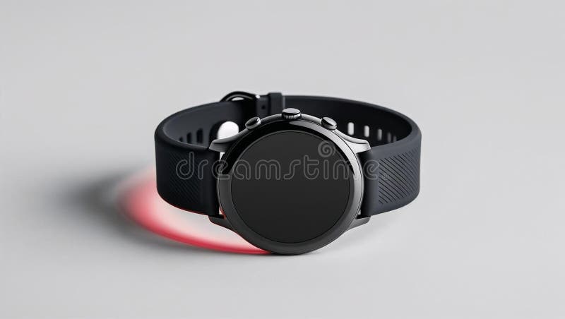 Minimalist Black Smartwatch with Rubber Strap on Neutral Background ...