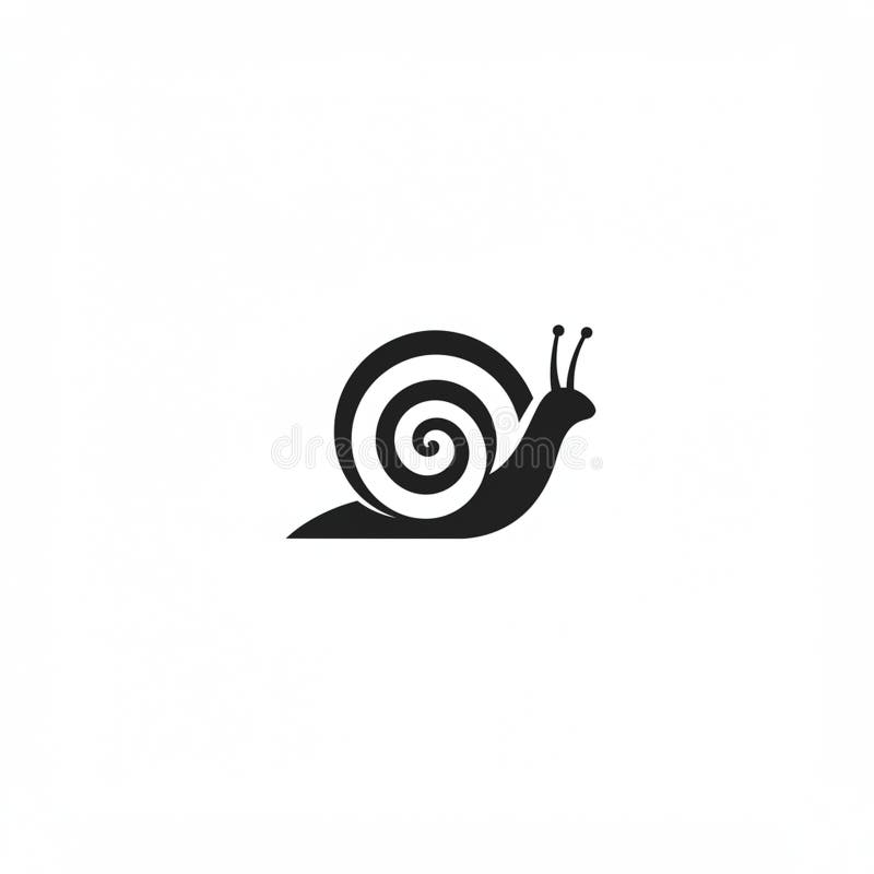 A Minimalist Black Snail Icon on a White Background. the Shell Features ...