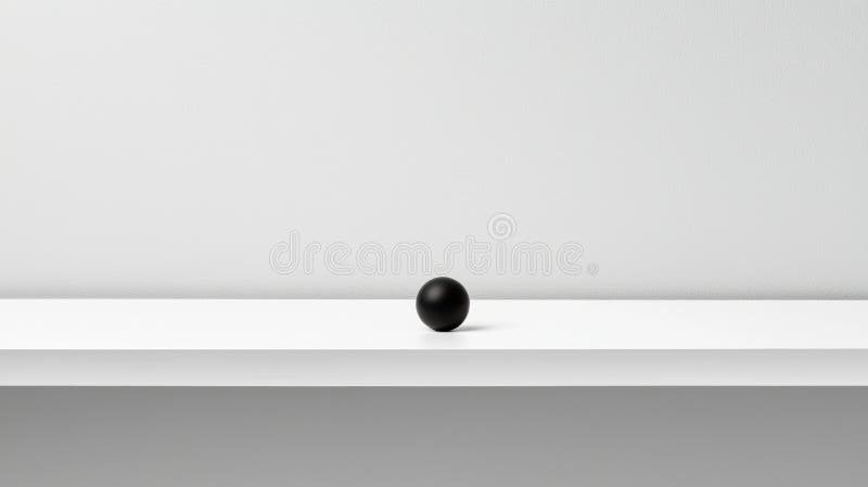 A Minimalist Black Sphere on a White Shelf. Stock Photo - Image of ...
